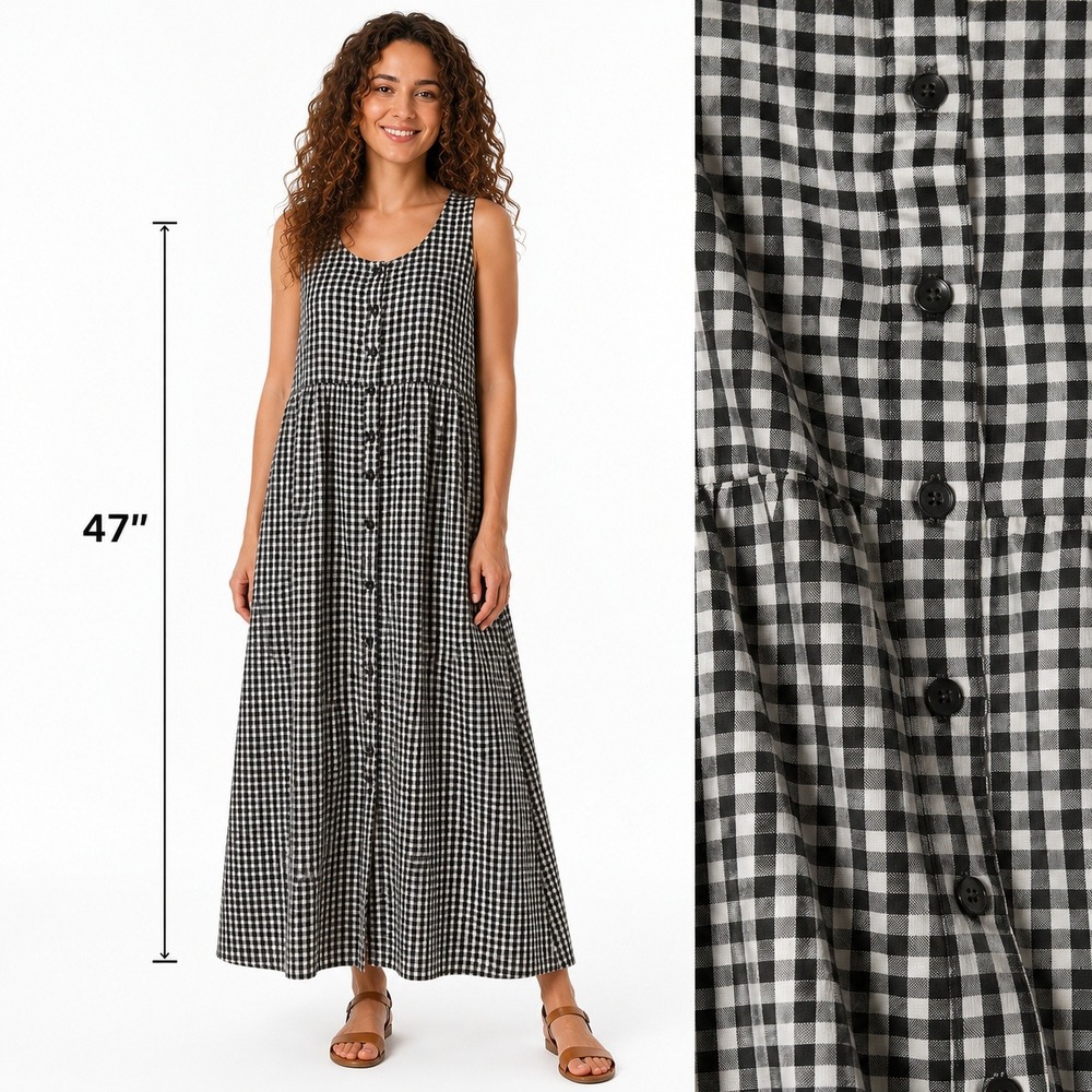 C.S.T. Sport | Dresses | Cst Sport Gingham Maxi Dress Women 8w Black ...